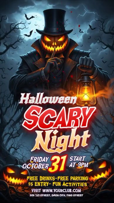 Illustrative Halloween Club Night Instagram Story Template | PosterMyWall