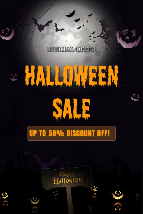 illustrative halloween sale poster Template | PosterMyWall