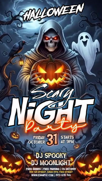 Illustrative Halloween Scary Night Instagram Story Template | PosterMyWall