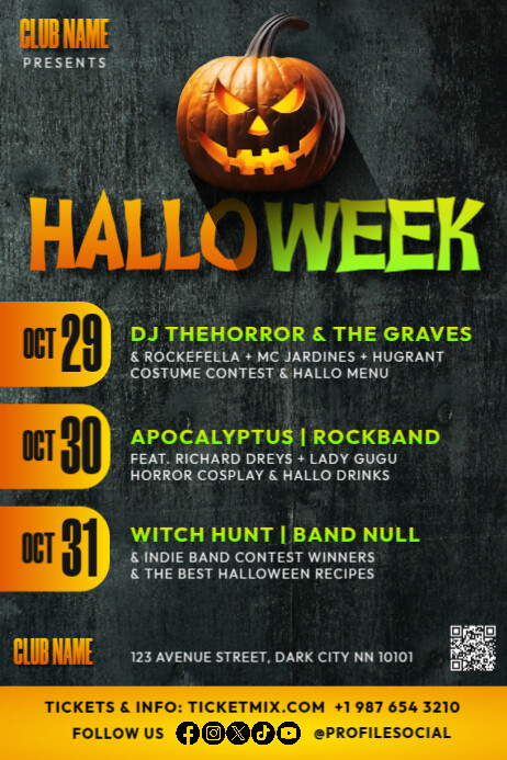 Illustrative Halloween Schedule Poster HalloWeek Event Template ...