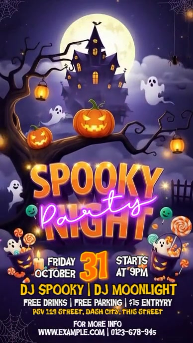 Illustrative Halloween Spooky Night Instagram Story Template | PosterMyWall