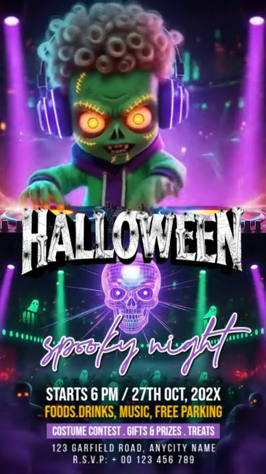 Illustrative Halloween Spooky Night Instagram Story Template | PosterMyWall