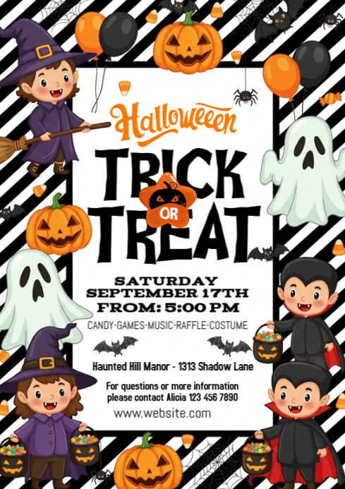 Illustrative Halloween Trick Or Treat A4 Template | PosterMyWall