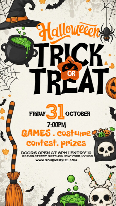 Illustrative Halloween Trick Or Treat Digital Display (9:16) Template ...
