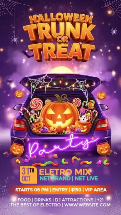 Illustrative Halloween Trunk Or Treat Instagram Story Template ...