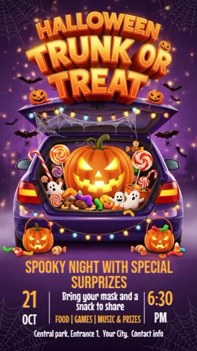 Illustrative Halloween Trunk Or Treat Instagram Story Template ...