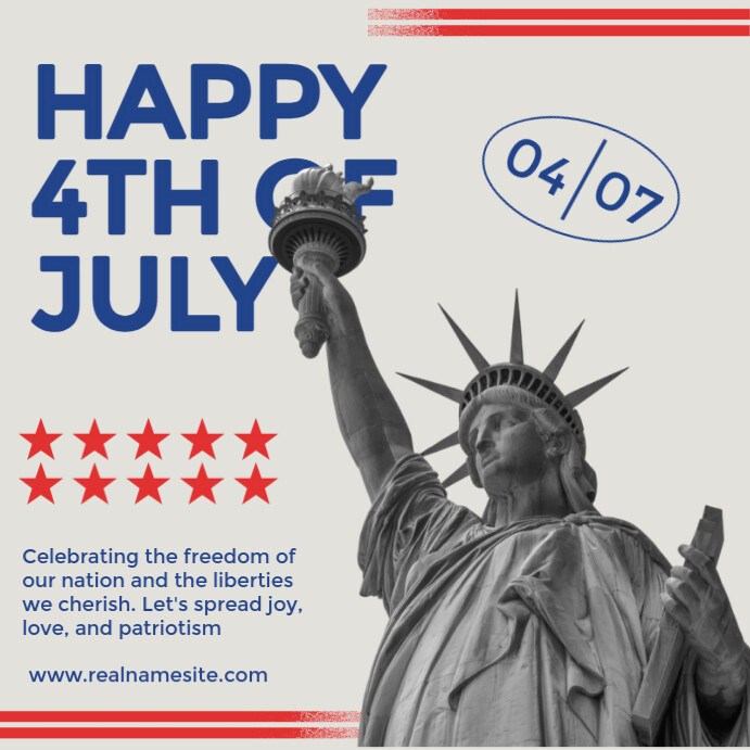 Illustrative Happy 4th Of July Instagram Post Template | PosterMyWall
