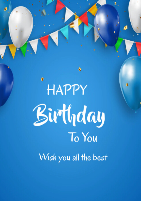 Illustrative Happy Birthday To You A4 Template | PosterMyWall