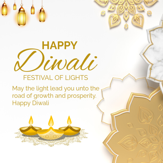 Illustrative Happy Diwali Instagram Post Template | PosterMyWall