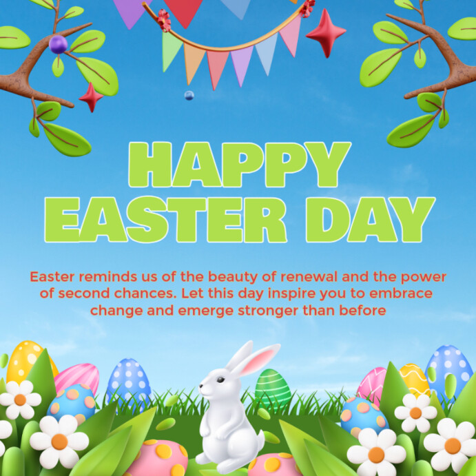 Illustrative Happy Easter Day Instagram Post Template | PosterMyWall