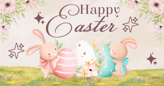 Illustrative Happy Easter Facebook Shared Image Template | PosterMyWall