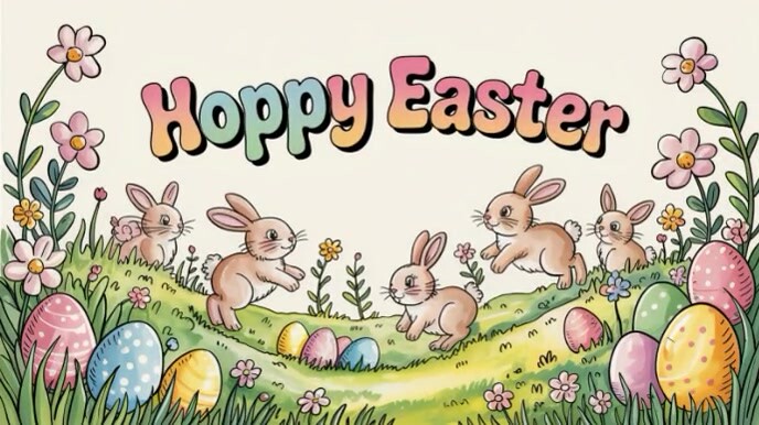 Illustrative Happy Easter.zoom Background. Skype. Bunny. Presentation ...