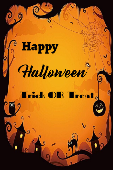 Copy of Illustrative Happy Halloween Poster | PosterMyWall