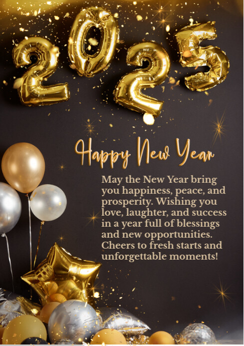 Copy of Illustrative Happy New Year Greeting Flyer A4 | PosterMyWall