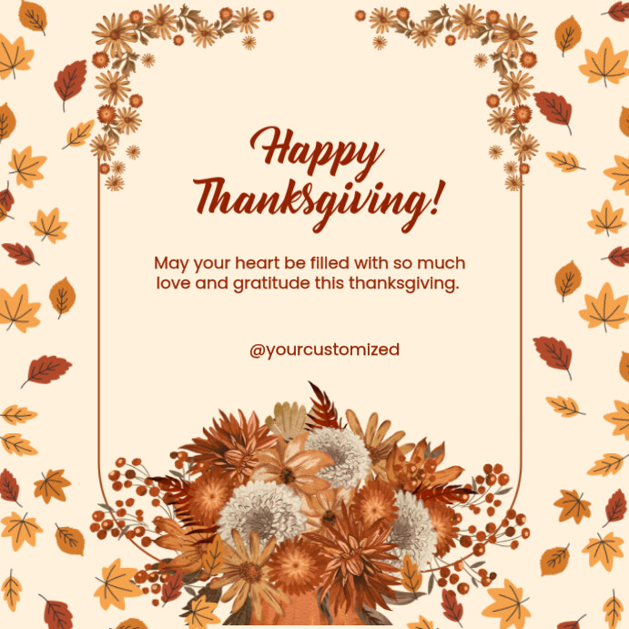 Illustrative Happy Thanksgiving Day Instagram Post Template | PosterMyWall