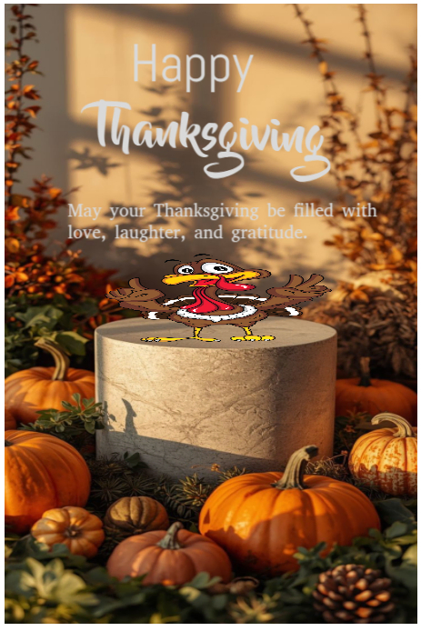 Illustrative Happy Thanksgiving Pinterest Graphic Template | PosterMyWall