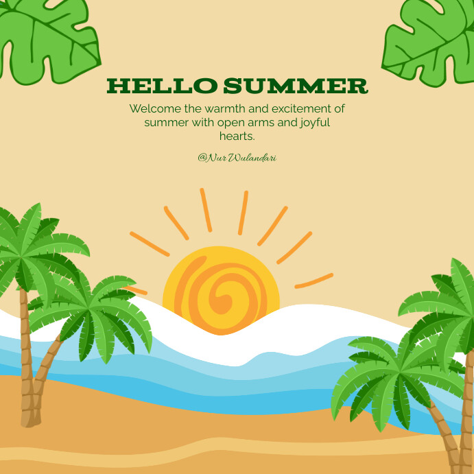 Illustrative Hello Summer Pos Instagram Template | PosterMyWall