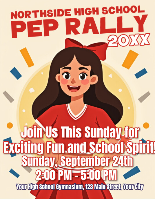 Illustrative High School Pep Rally, Cheerlead Template | PosterMyWall