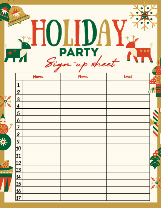 Illustrative Holiday Party Sign Up Flyer (us Letter) Template ...