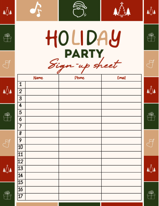 Copy of Illustrative Holiday Party Sign Up Sheet Flyer (us Letter ...