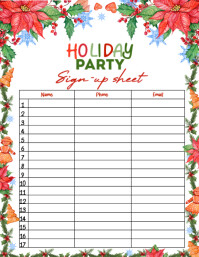 Holiday Party Sign Up Sheet Template | PosterMyWall