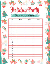 Holiday Party Sign Up Sheet Template | PosterMyWall
