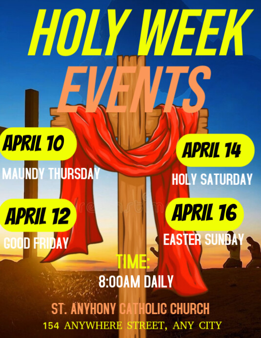 Illustrative Holy Week Events Flyer (us Letter) Template | PosterMyWall