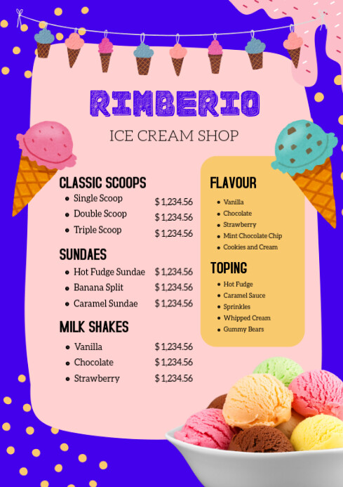 illustrative ice cream shop Template | PosterMyWall
