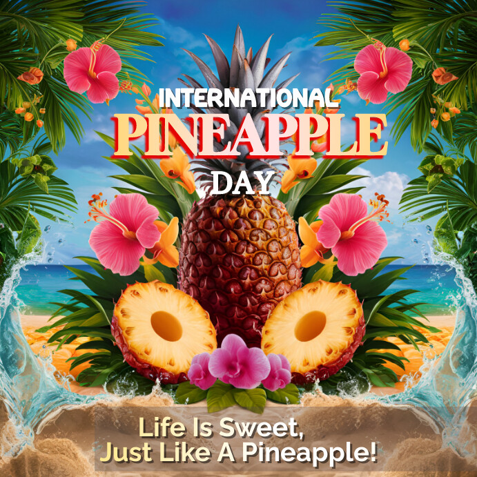 Illustrative International Pineapple Day Ins Template | PosterMyWall