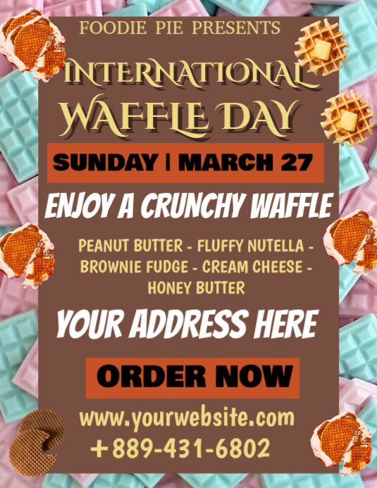 Illustrative International Waffle Day Flyer Template | PosterMyWall