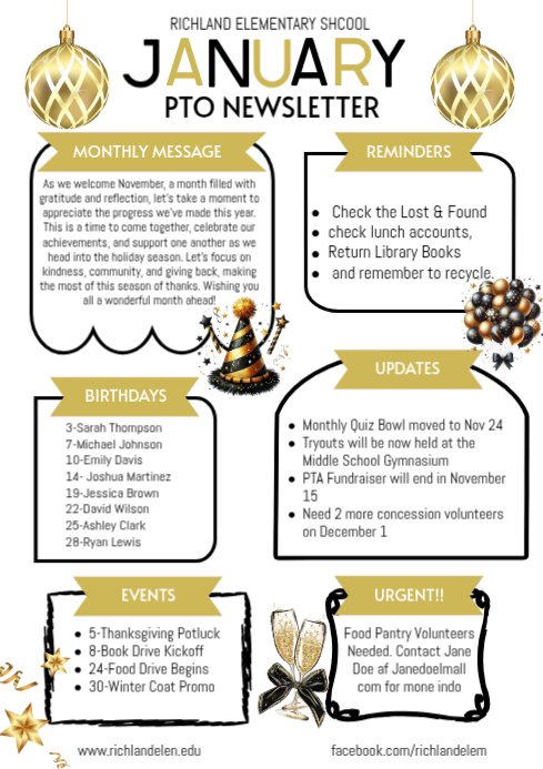 Illustrative January Pto Classroom Newsletter A4 Template | PosterMyWall