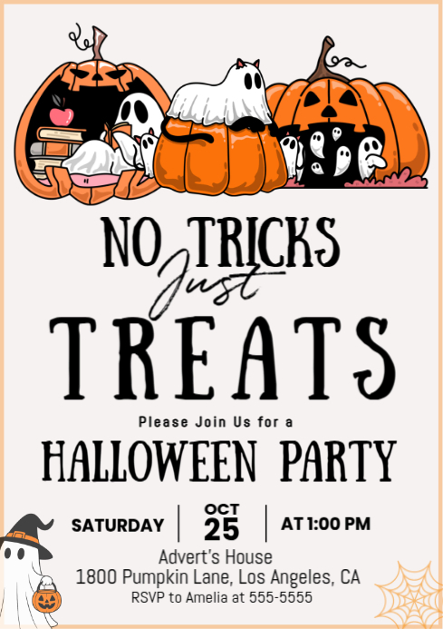Illustrative Kids Halloween Party Invitation A4 Template | PosterMyWall