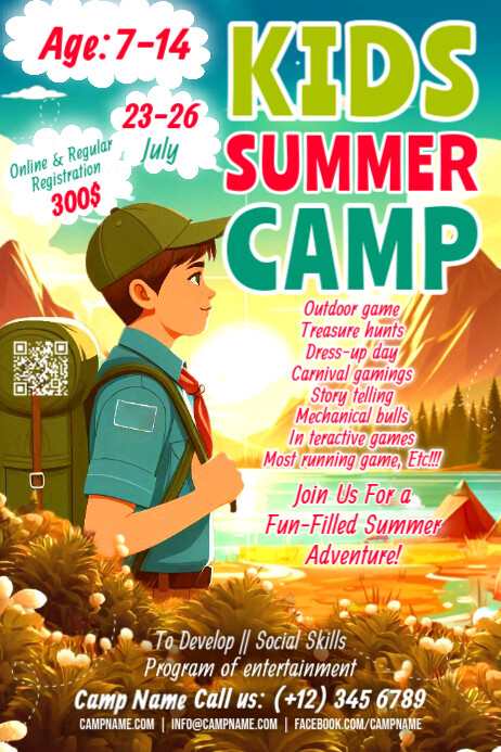 Copy of Illustrative Kids Summer Camp Poster | PosterMyWall