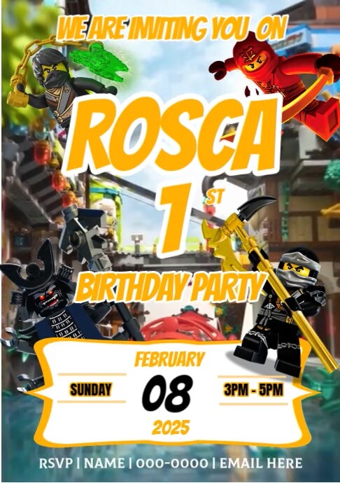 Illustrative Lego Birthday Card A4 Template | PosterMyWall