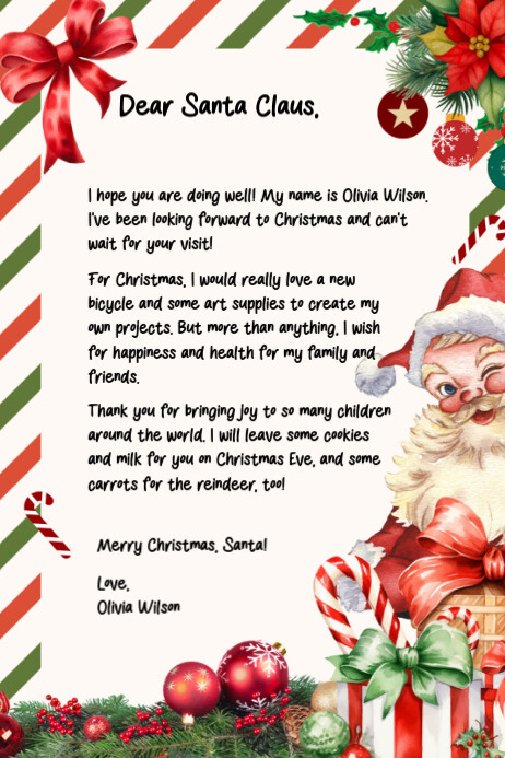 Illustrative Letter To Santa Poster Template | PosterMyWall