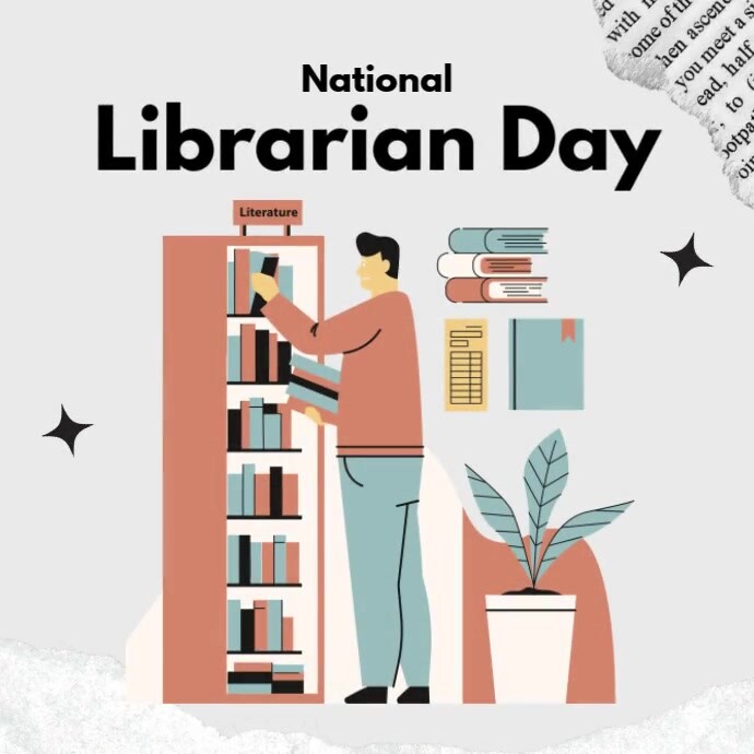 Illustrative Librarian Day Instagram Post Template | PosterMyWall