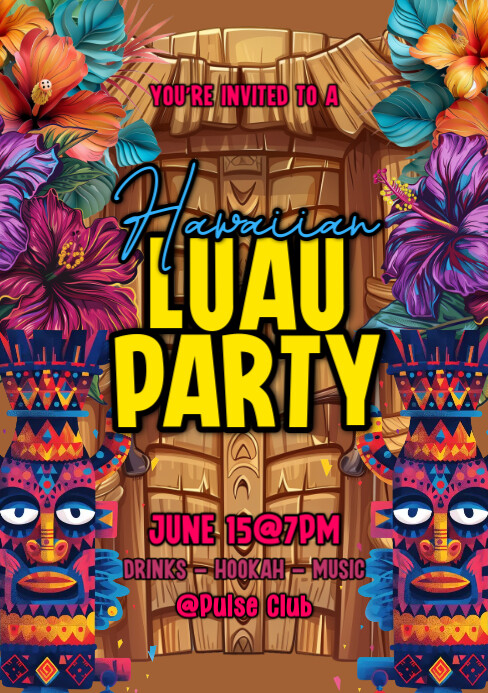 Illustrative Luau Party A5 Template | PosterMyWall