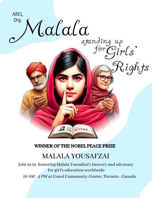 Illustrative Malala Yousafzai Day Flyer Flyer Template | PosterMyWall