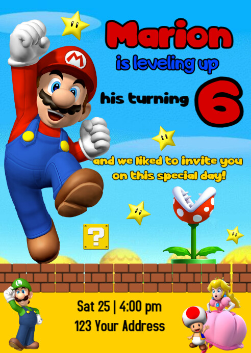 Illustrative Marion Is Leveling Up Super Mario Theme Birthday ...