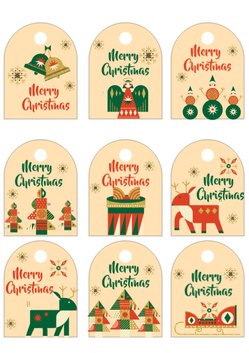 Illustrative Merry Christmas Gift Tag A4 Template | PosterMyWall