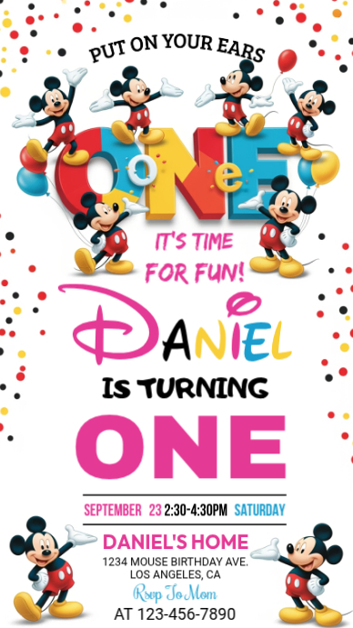 Plantilla de Illustrative Minnie Mouse Birthday Invitation Instagram ...