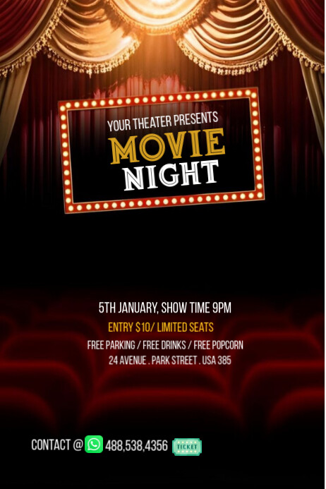 Illustrative movie night poster design Template | PosterMyWall