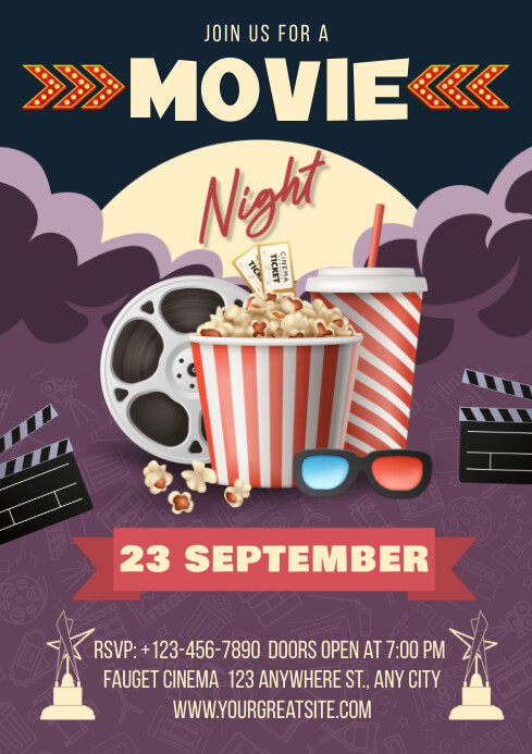 Modèle Illustrative Movie Night Promotion Flyer | PosterMyWall