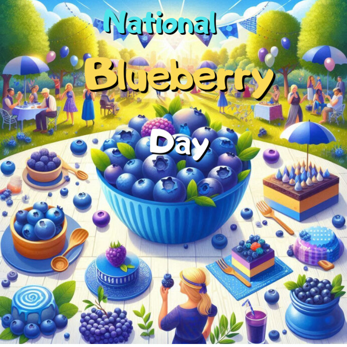 Illustrative National Blueberry Day Instagram Post Template | PosterMyWall