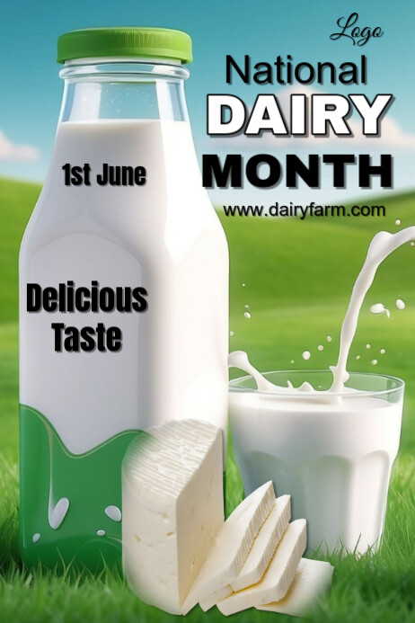 Illustrative National Dairy Month Poster Template | PosterMyWall
