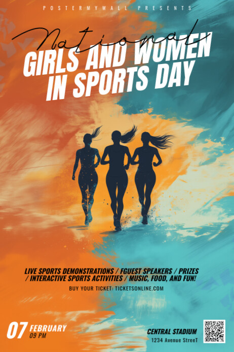 Illustrative National Girls And Women In Sports Day Poster | PosterMyWall
