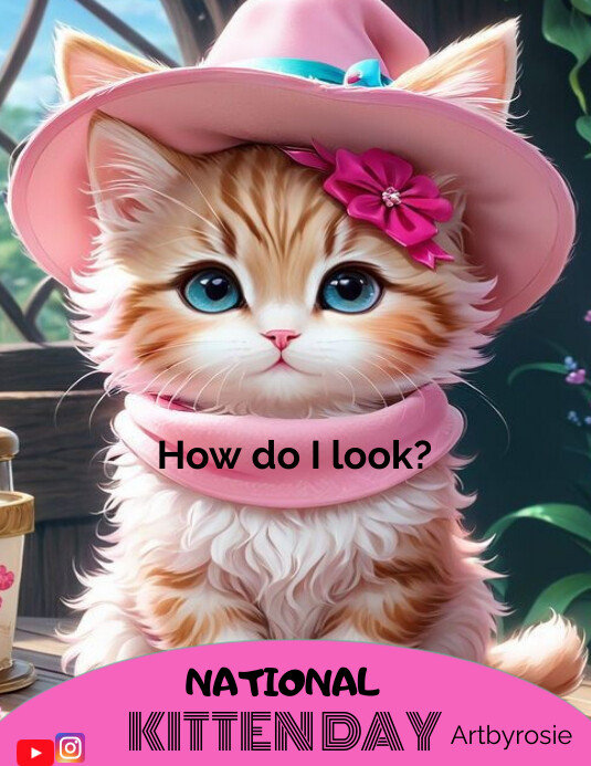 Illustrative National Kitten Day Template Fly | PosterMyWall