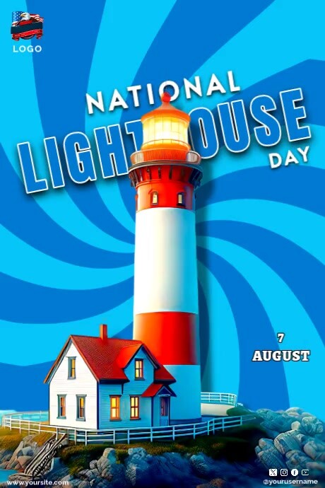 Illustrative National Lighthouse Day Poster Template | PosterMyWall