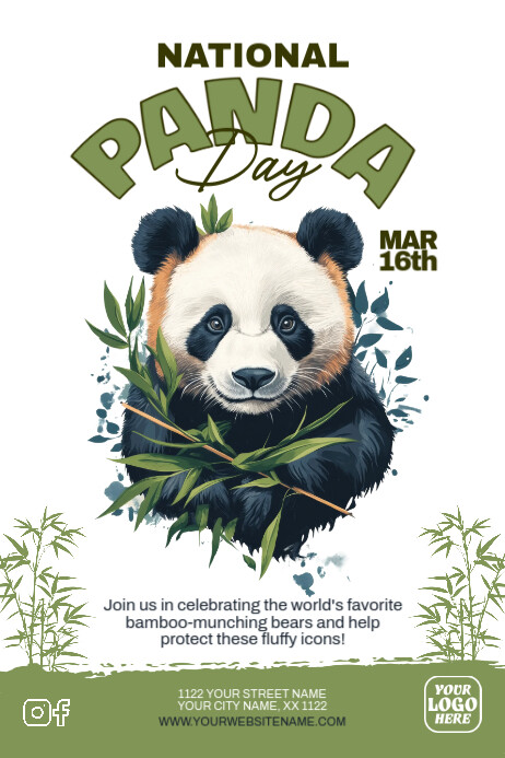 Illustrative National Panda Day Poster Template | PosterMyWall