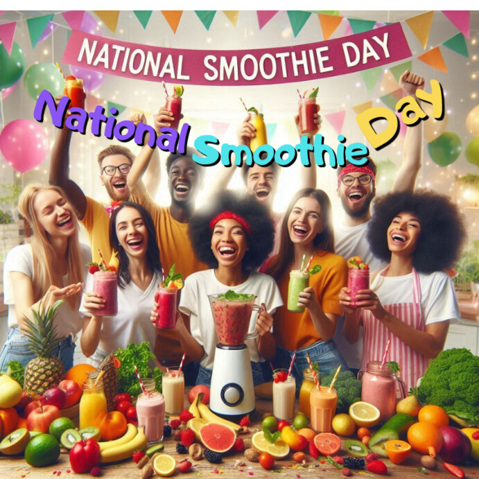 Illustrative National Smoothie Day Instagram Post templaat | PosterMyWall